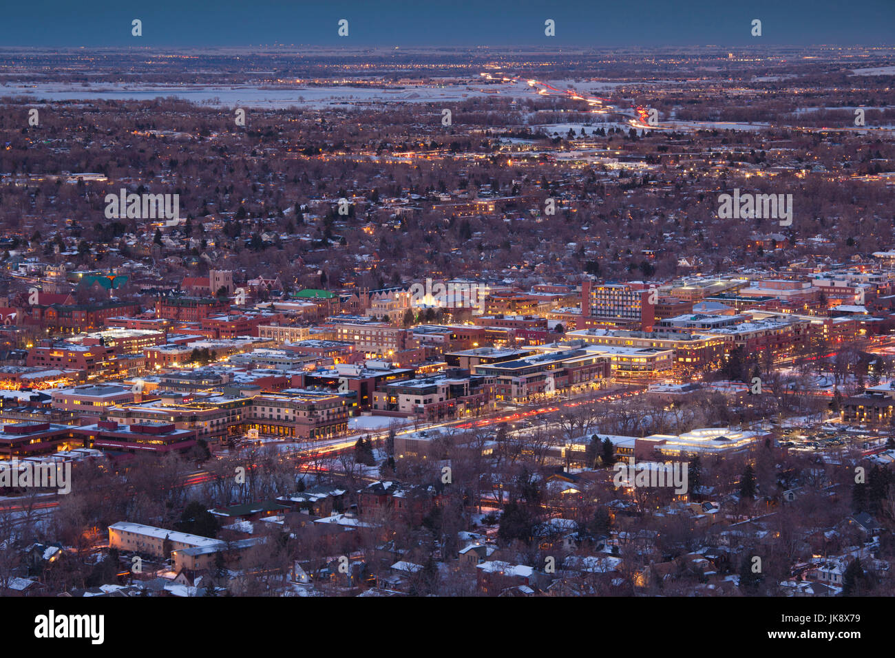 USA, Colorado, Boulder, elevated city view from Flagstaff Mountain ...