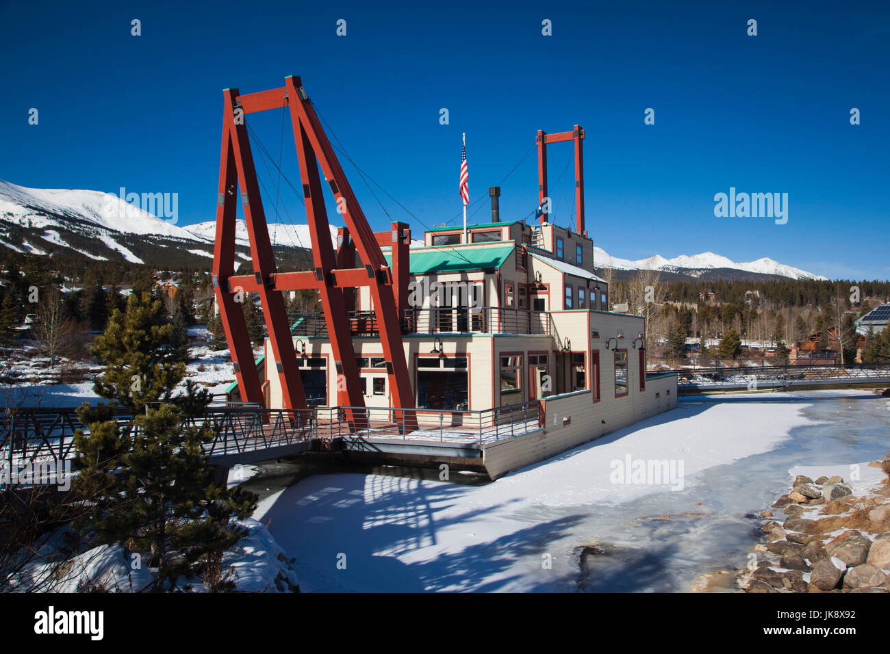 USA, Colorado, Breckenridge, The Dredge restaurant, winter Stock Photo ...