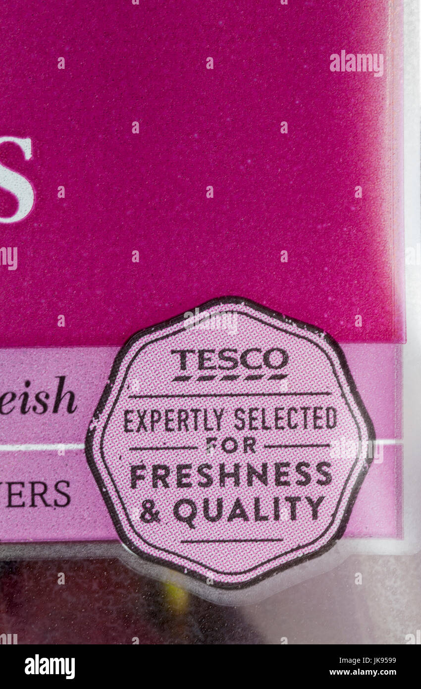 Tesco expertly selected for freshness & quality - detail on pack of ...