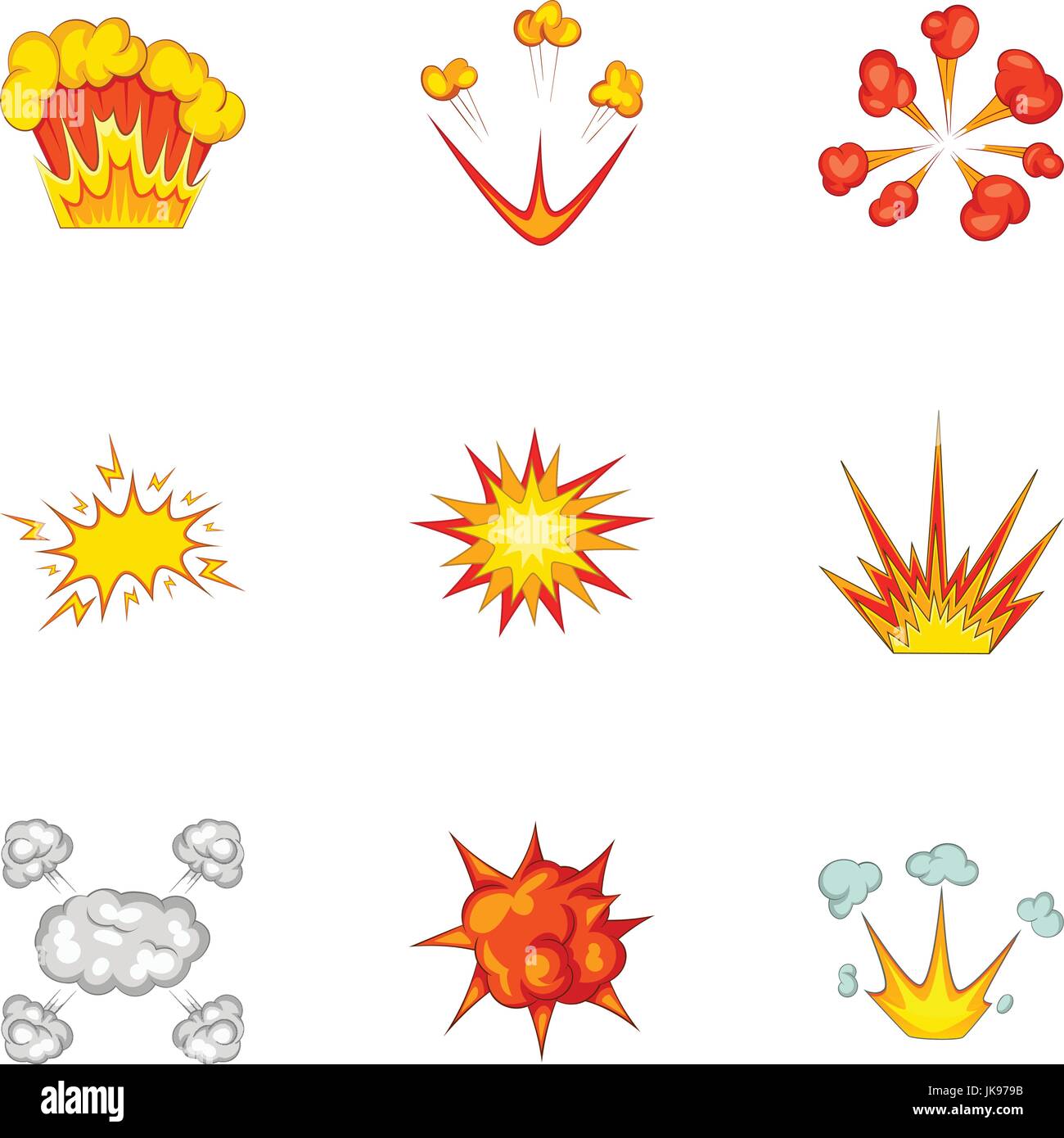 Explode animation effect icons set, cartoon style Stock Vector Image ...