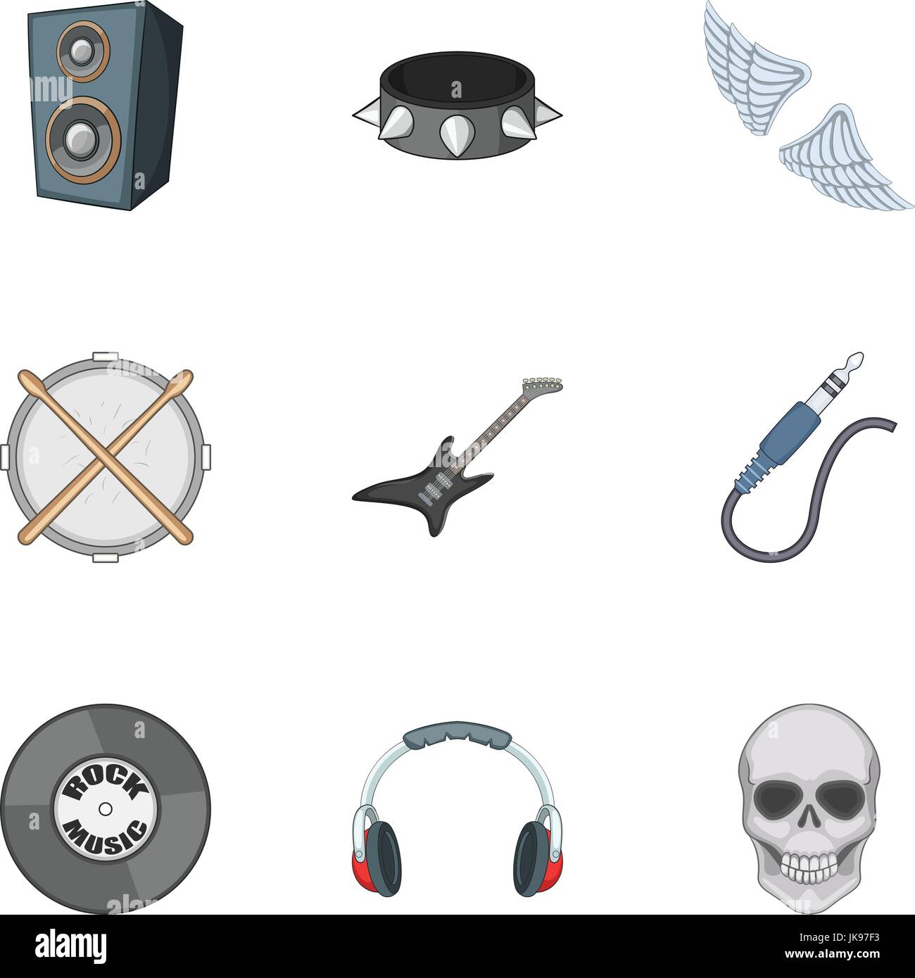 Rock music concert icons set, cartoon style Stock Vector Image & Art ...