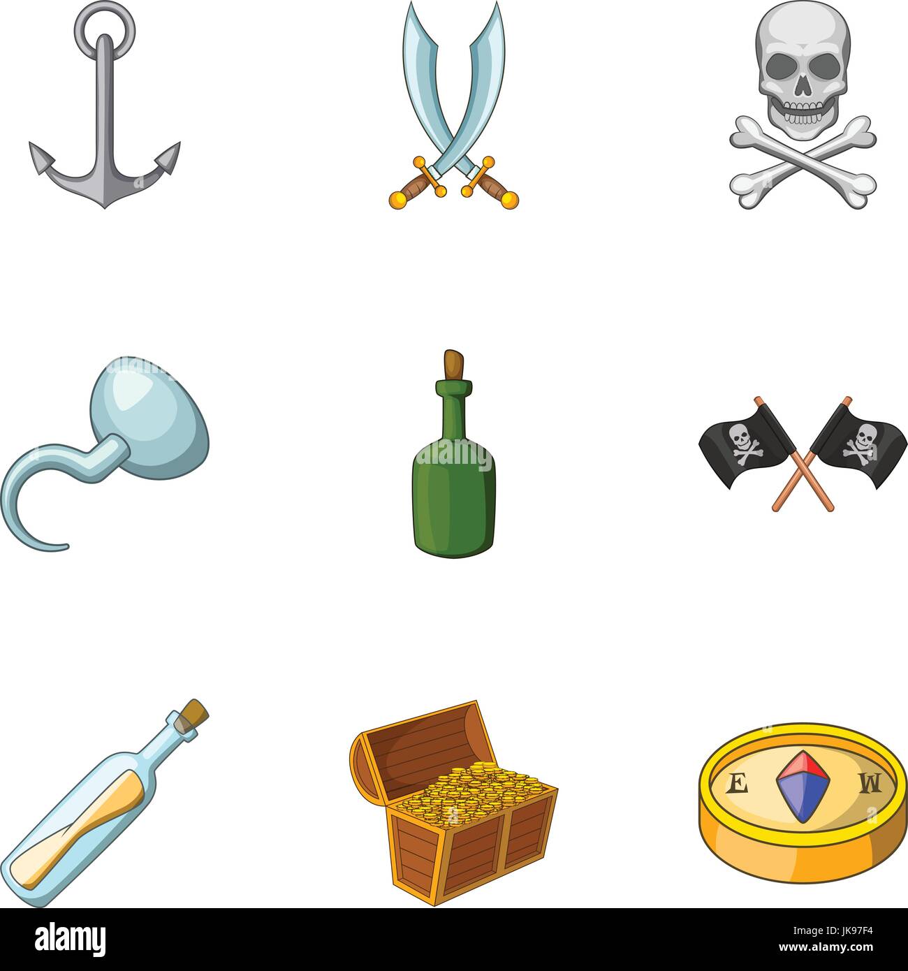 Pirate icons set, cartoon style Stock Vector Image & Art - Alamy