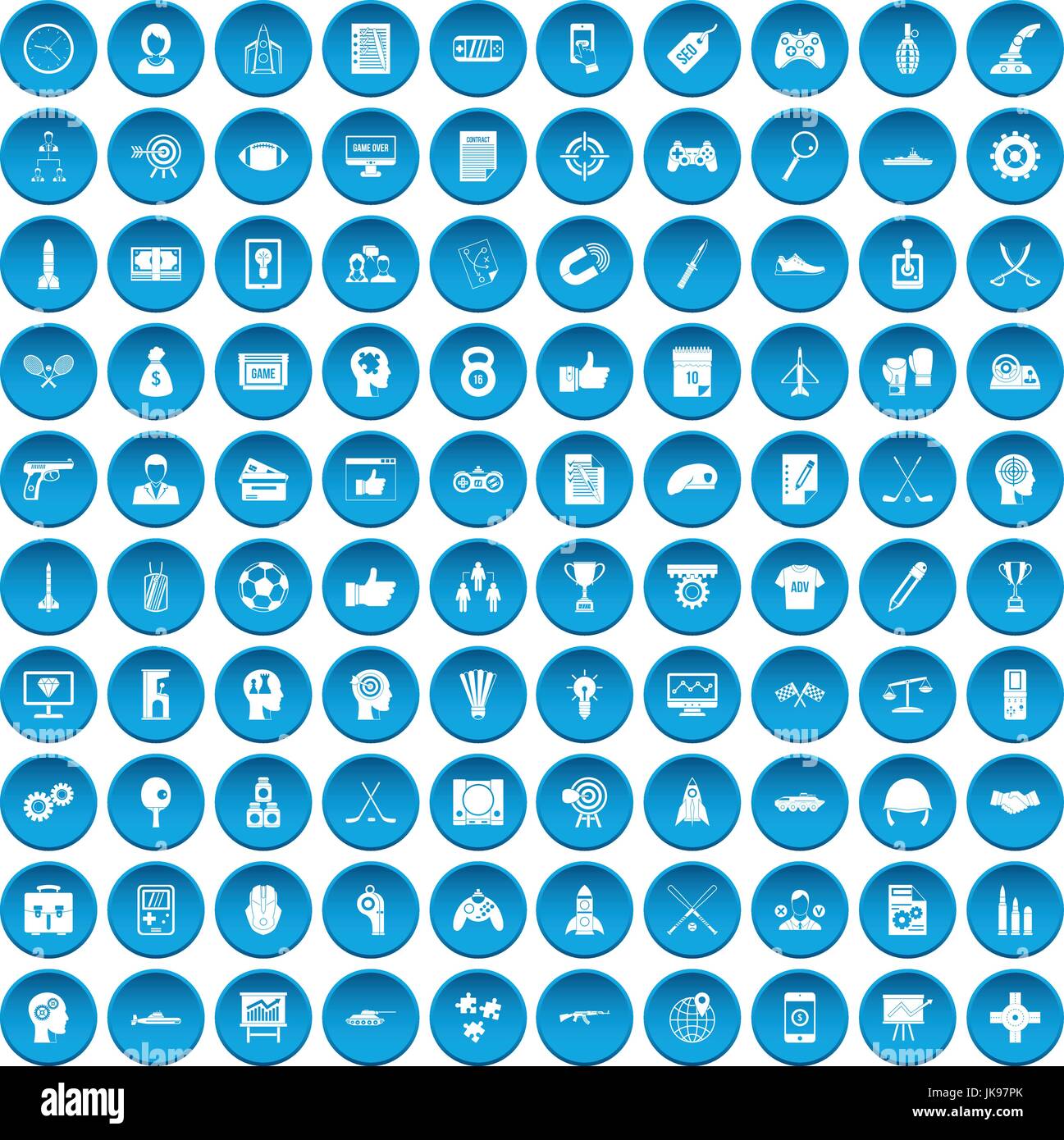 100 strategy icons set blue Stock Vector Image & Art - Alamy