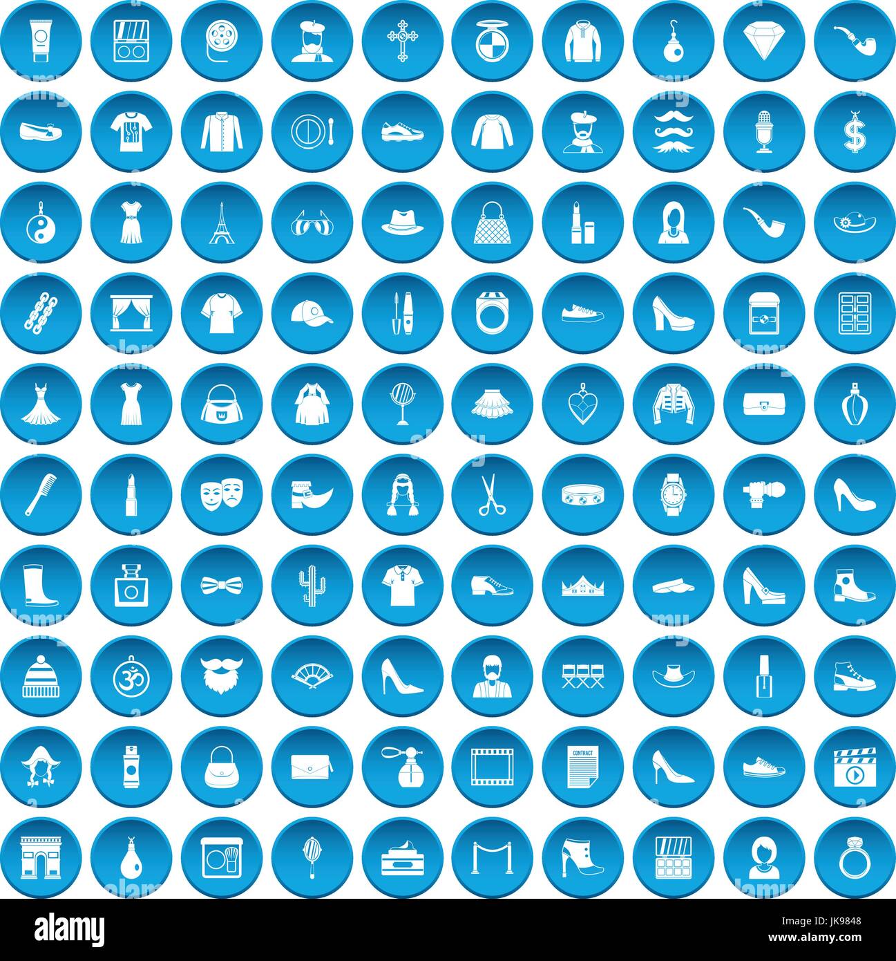 100 stylist icons set blue Stock Vector Image & Art - Alamy