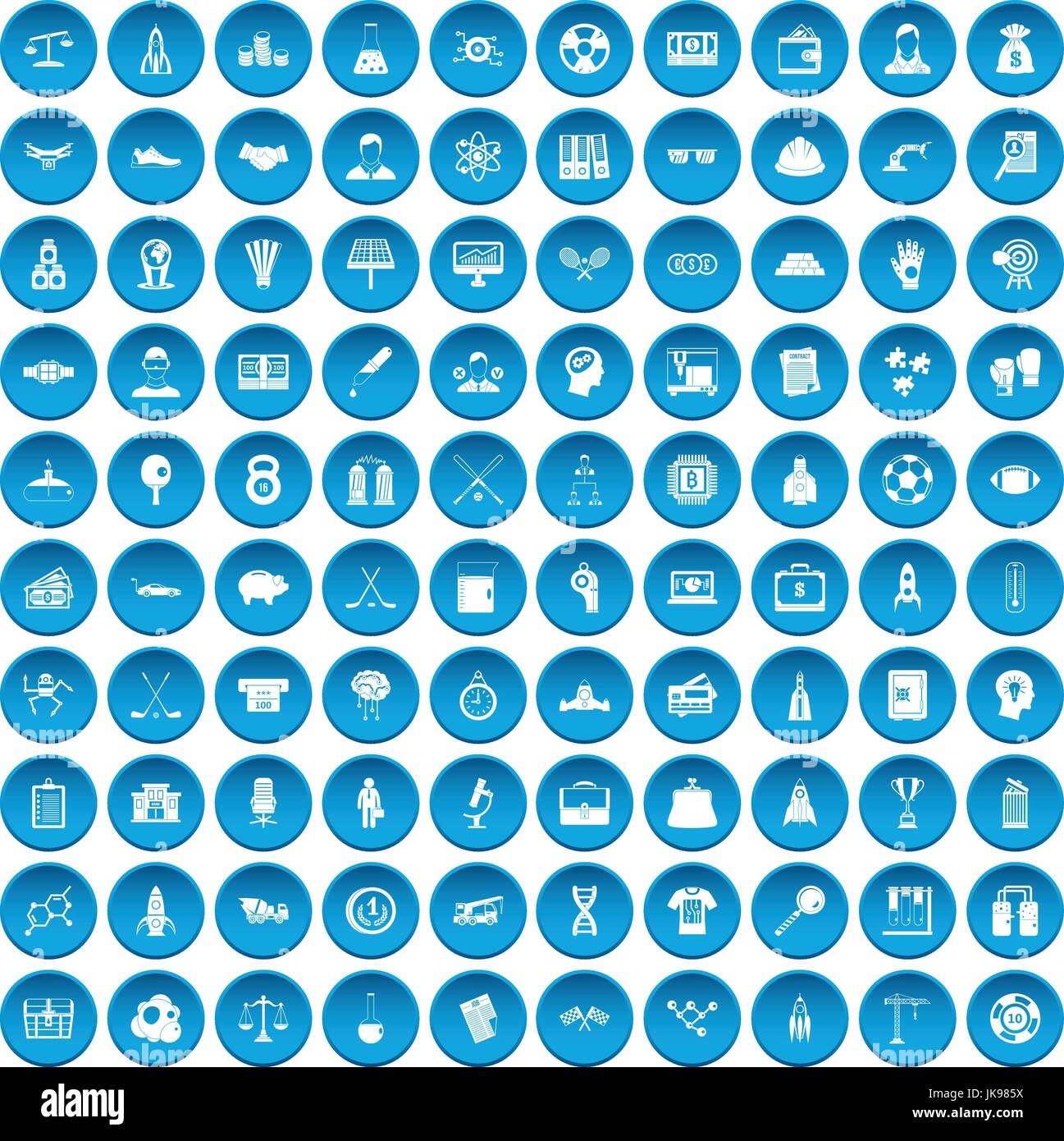 100 success icons set blue Stock Vector Image & Art - Alamy