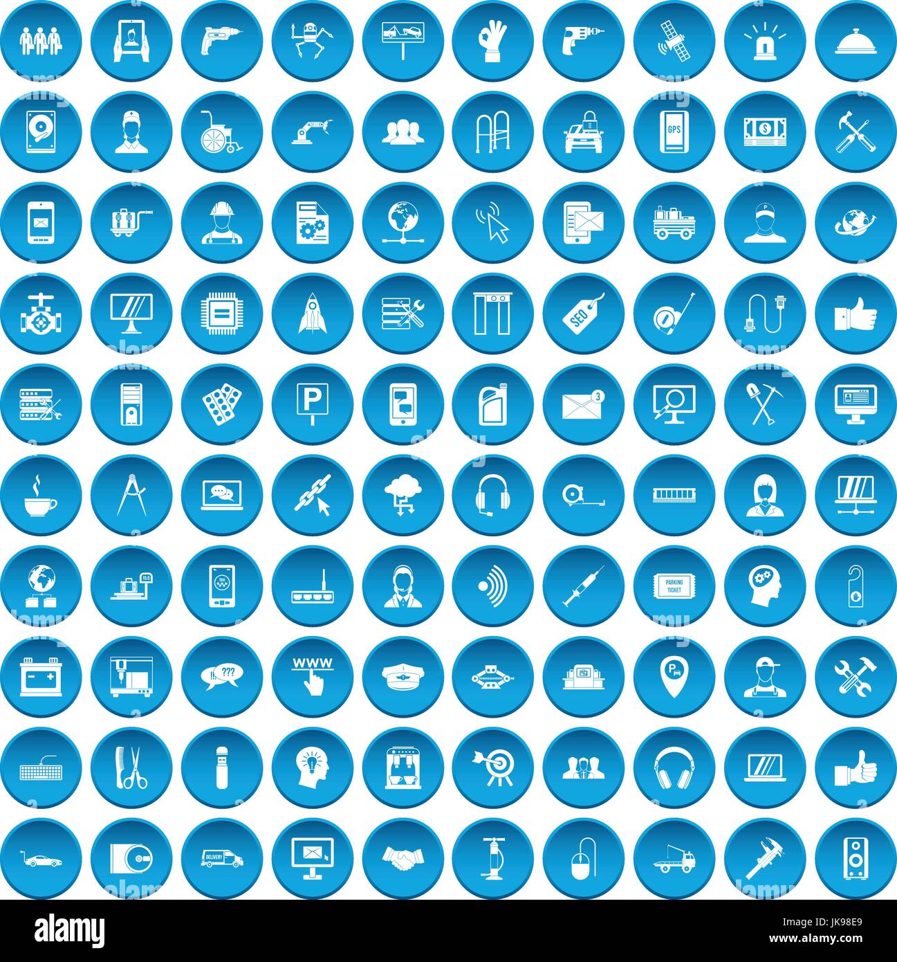 100 support icons set blue Stock Vector Image & Art - Alamy