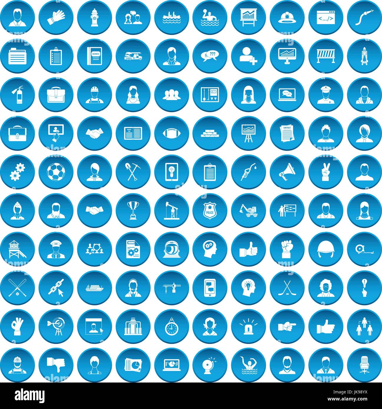 100 team work icons set blue Stock Vector Image & Art - Alamy