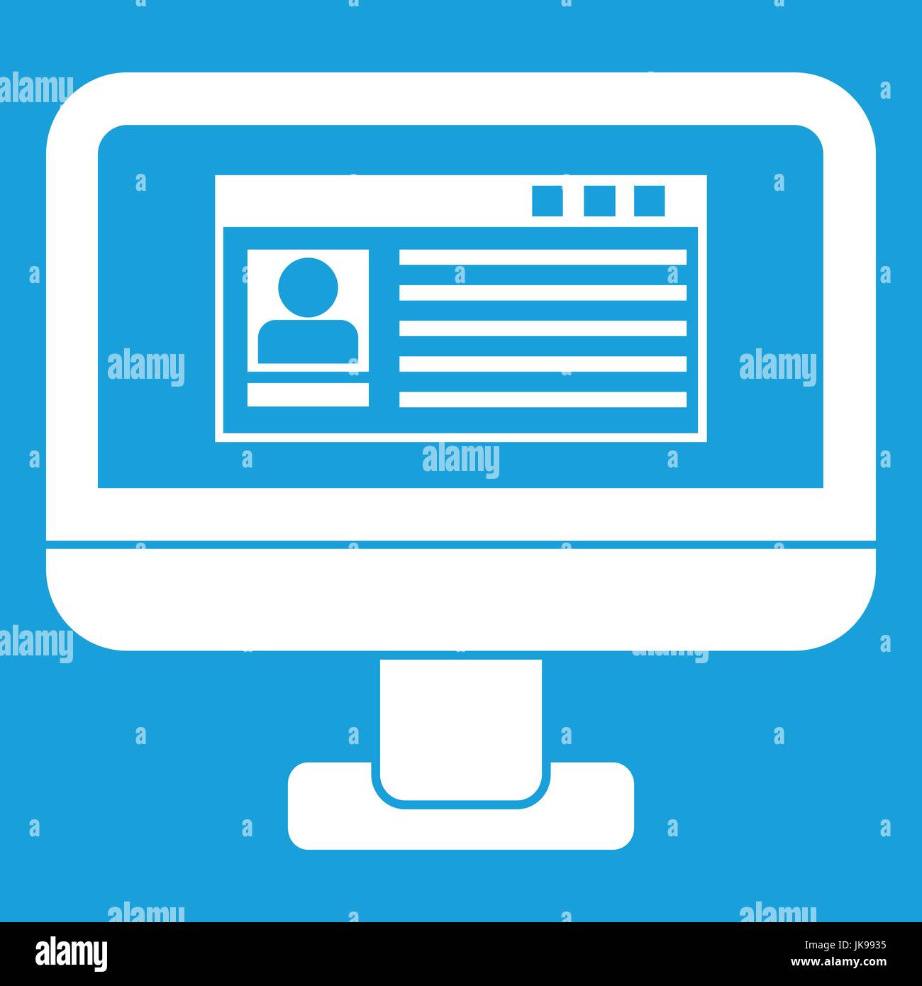 Profile information on monitor icon white Stock Vector Image & Art - Alamy