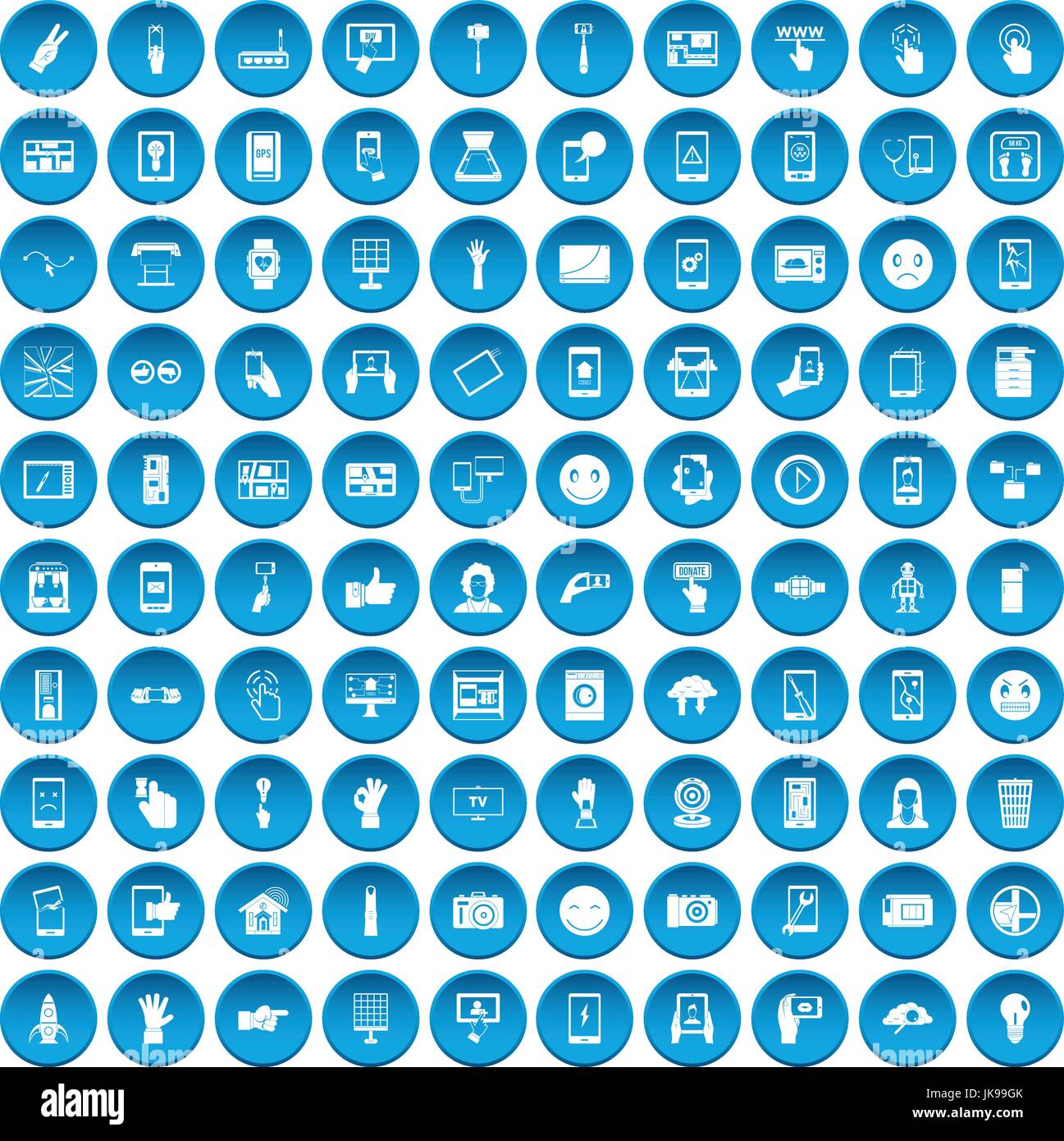 100 touch screen icons set blue Stock Vector Image & Art - Alamy