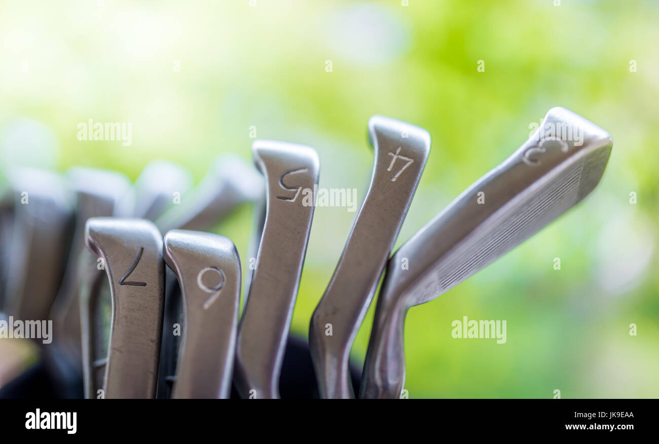 golf clubs in golf course Stock Photo - Alamy