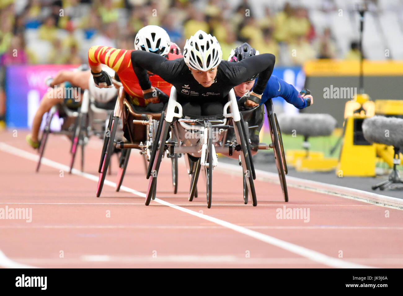 Wheelchair athletes competing in 800m T54 wheelchair race at the World ...