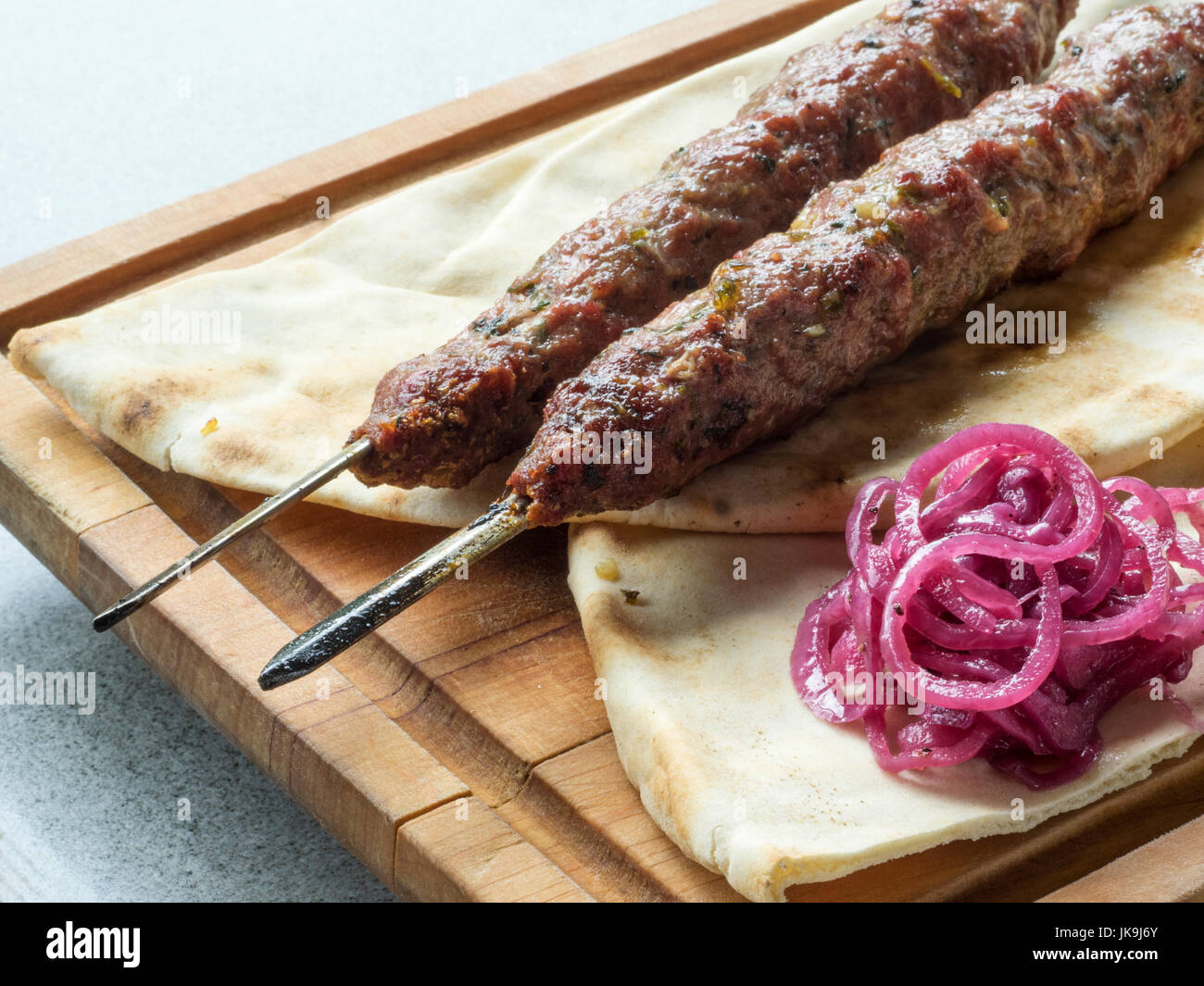 shish kabab lamb meat on skewers, traditional receipt Stock Photo - Alamy