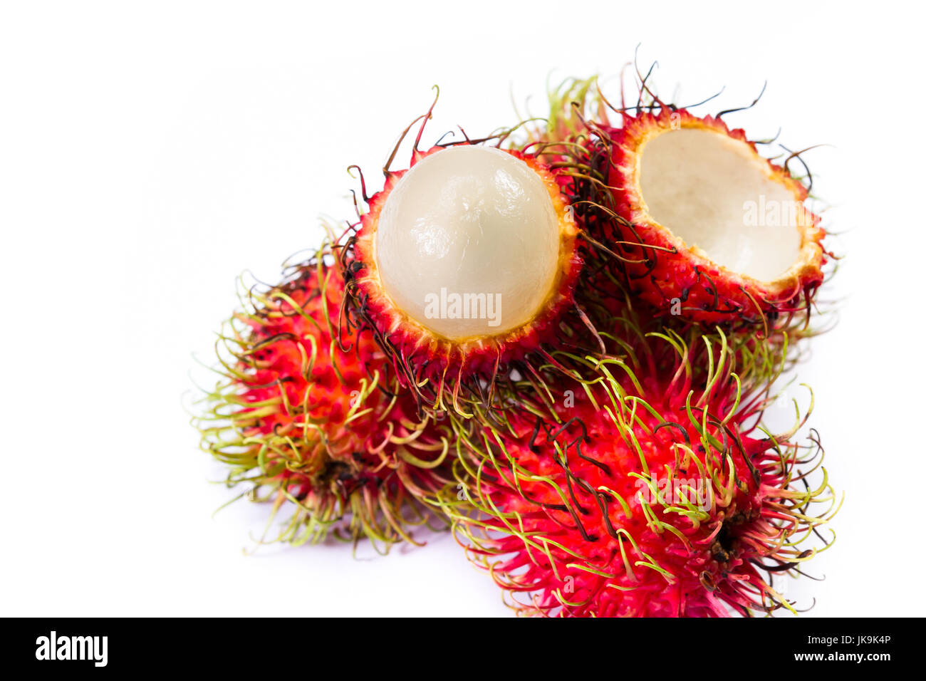 close up of an open rambutan isolated on a white background Stock Photo ...