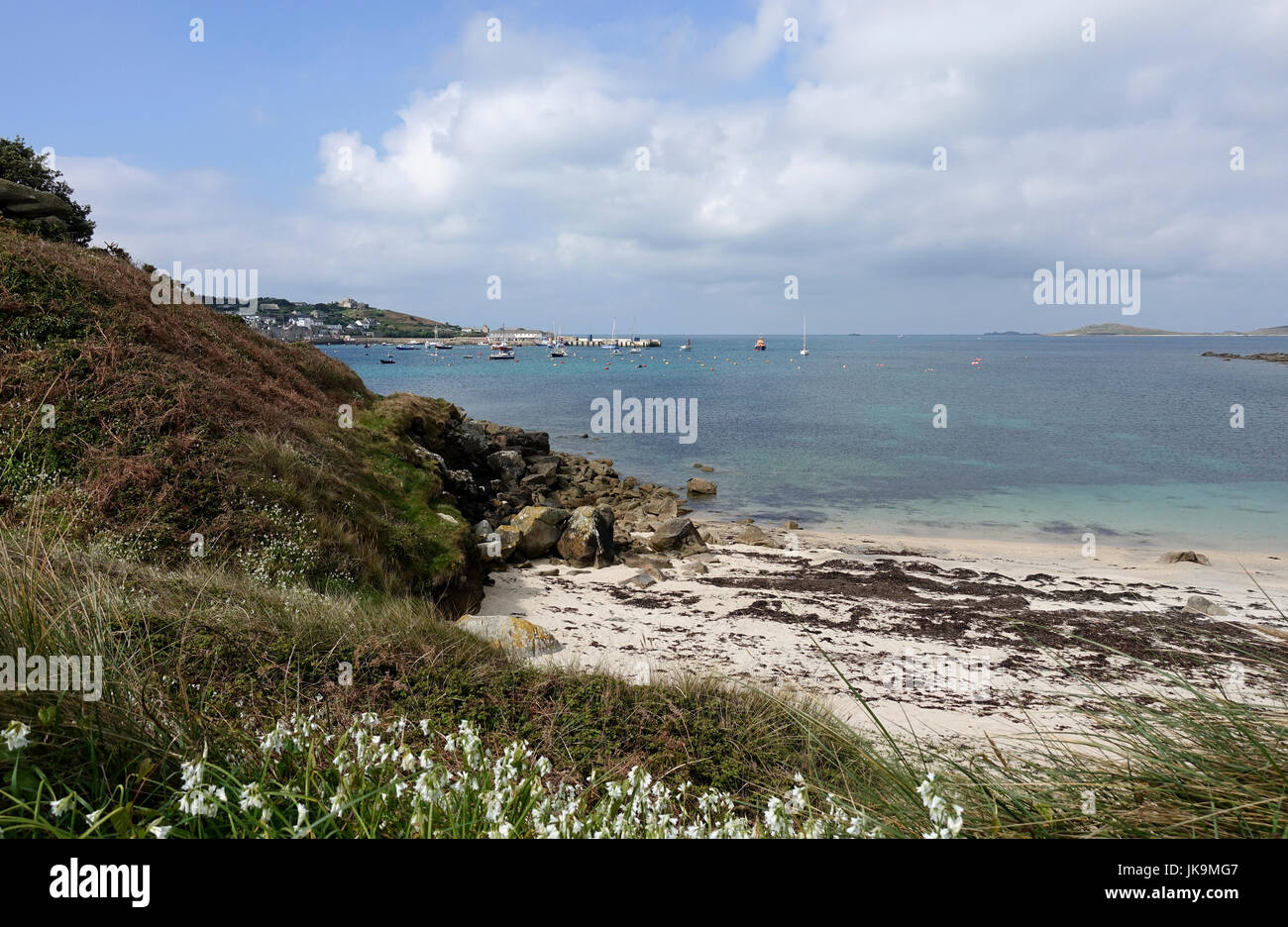 St Mary's Harbour from Porth Loo, Isles of Scilly -1 Stock Photo - Alamy