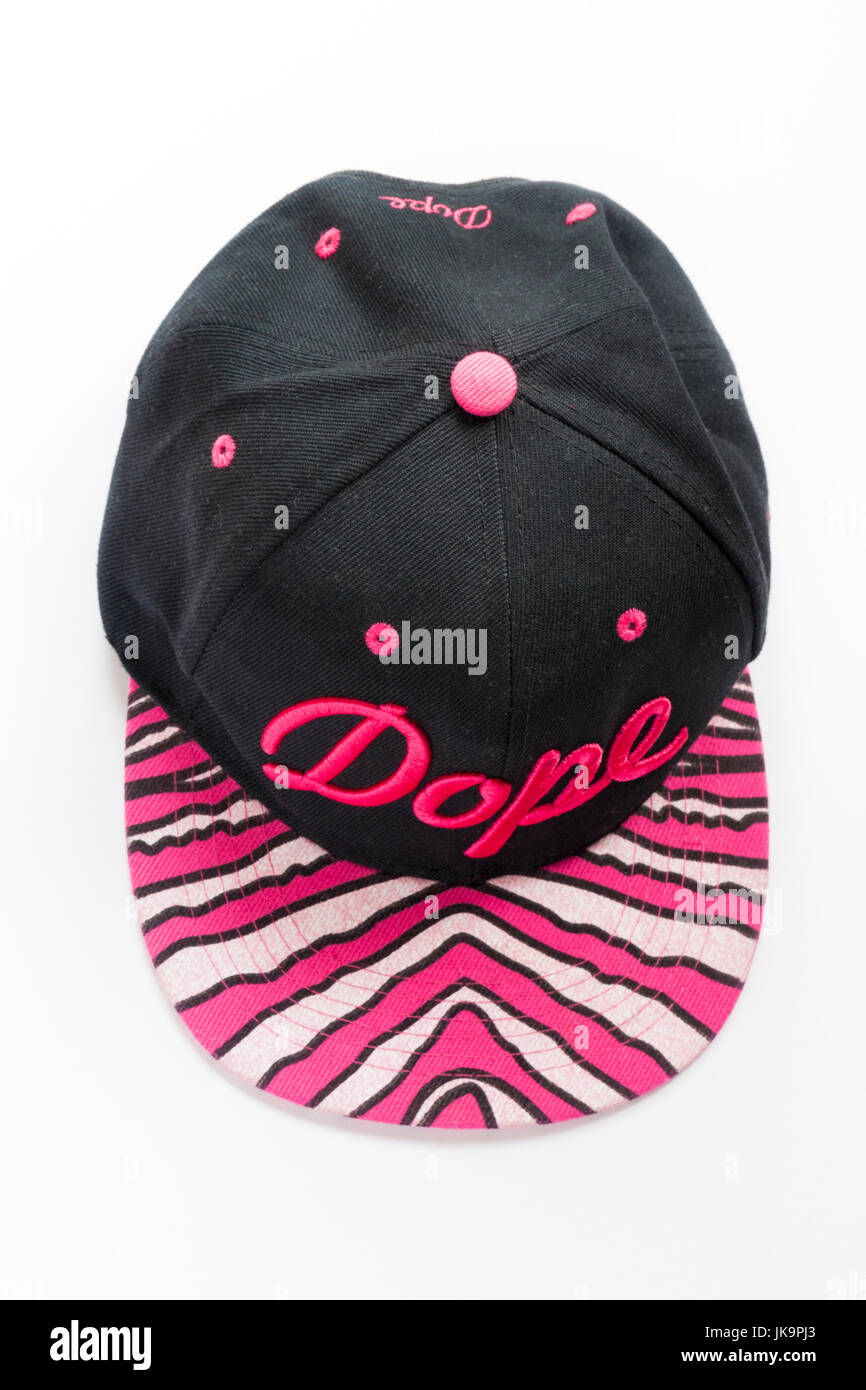 black and pink Dope baseball cap isolated on white background Stock ...