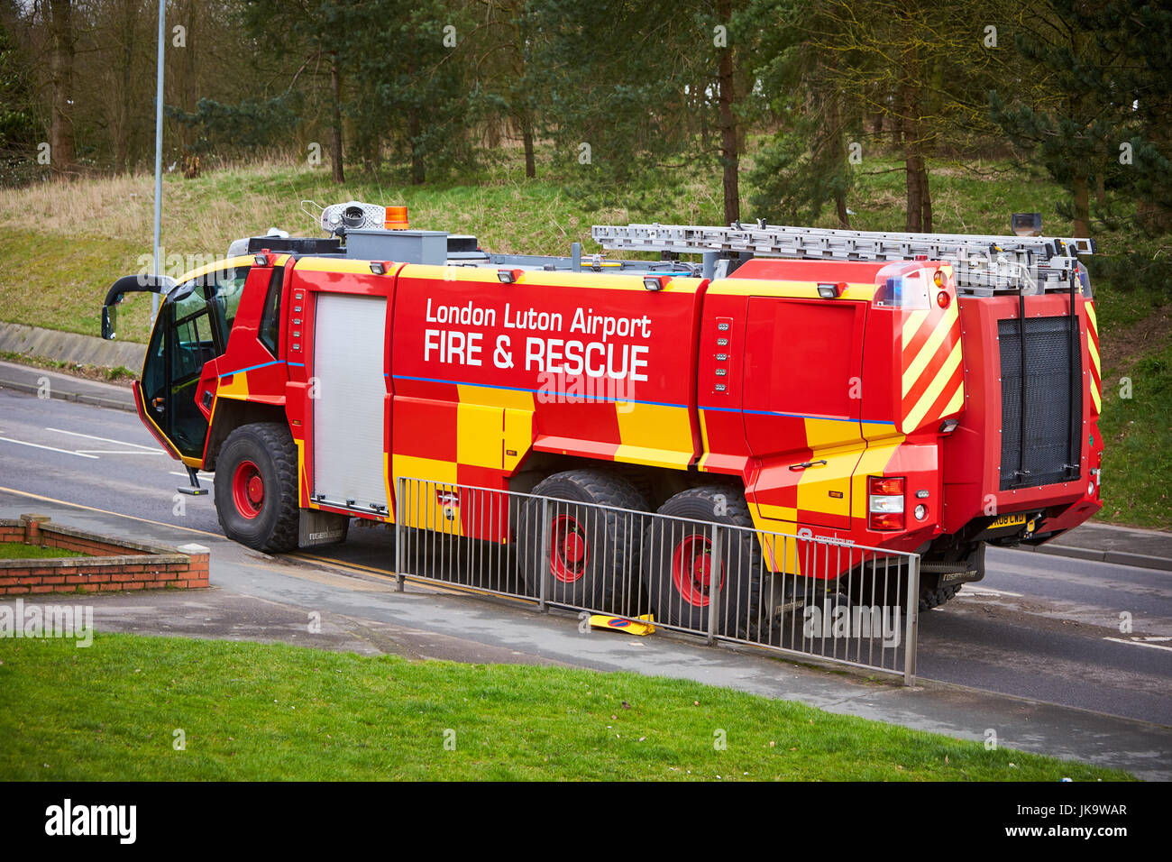 A Luton Airport fire engine is seen on the way to assist at a fire in ...