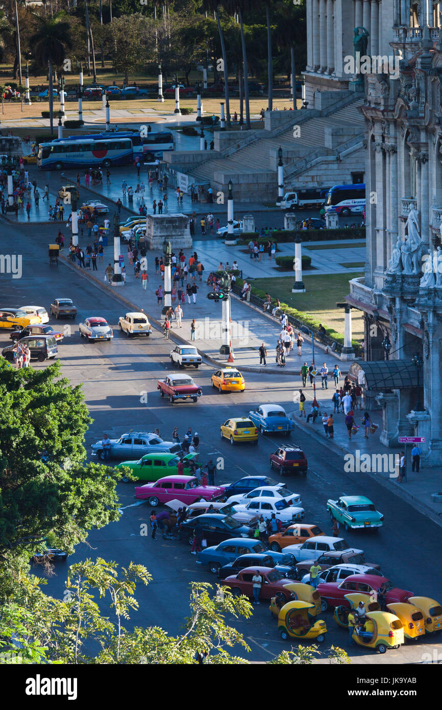 Cuba, Havana, Havana Vieja, elevated view of street traffic Stock Photo ...