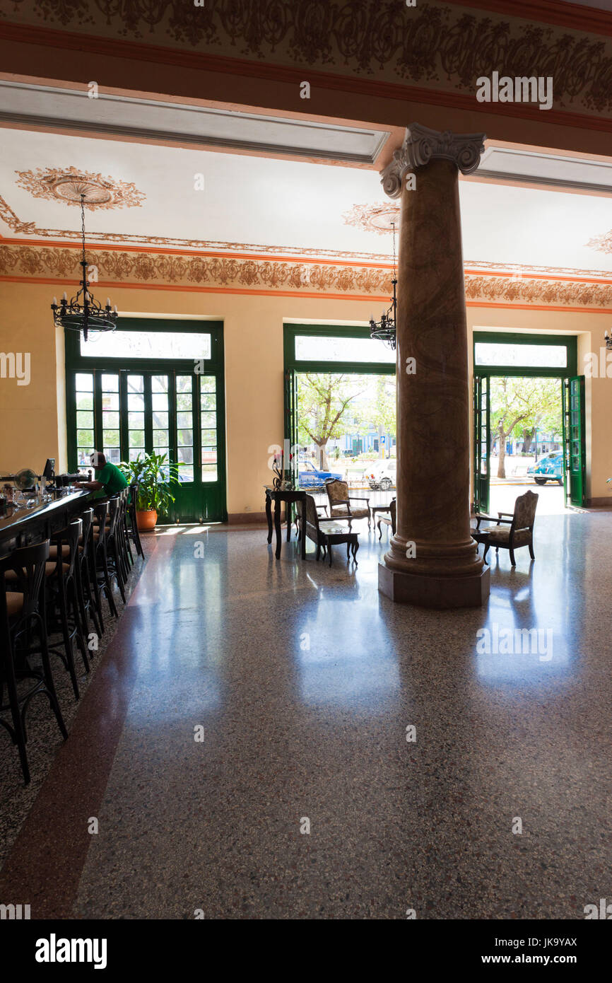 Cuba, Matanzas Province, Matanzas, Hotel Velazco, interior of recently ...