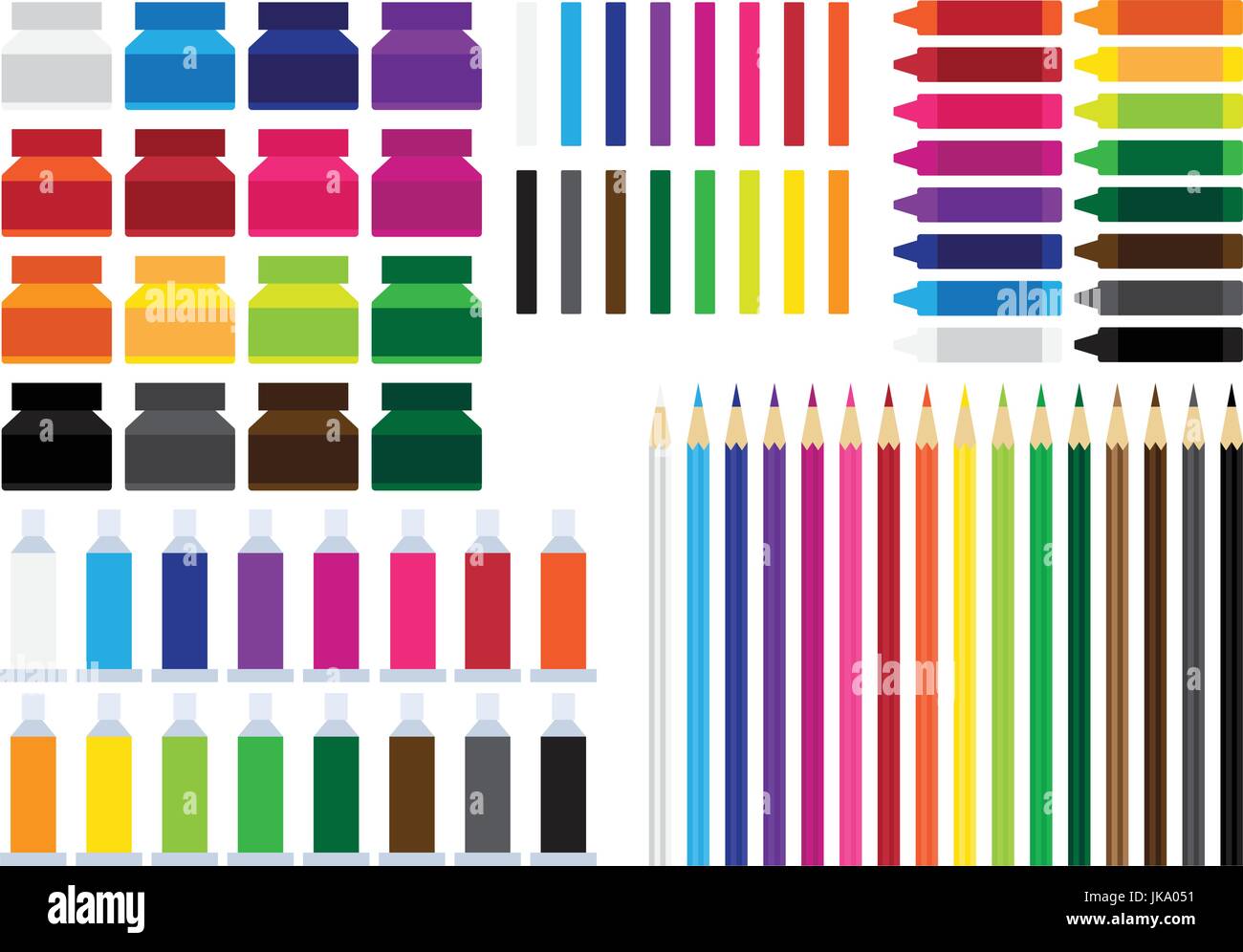 set of color stationary, collection of color painting accessory, artist ...