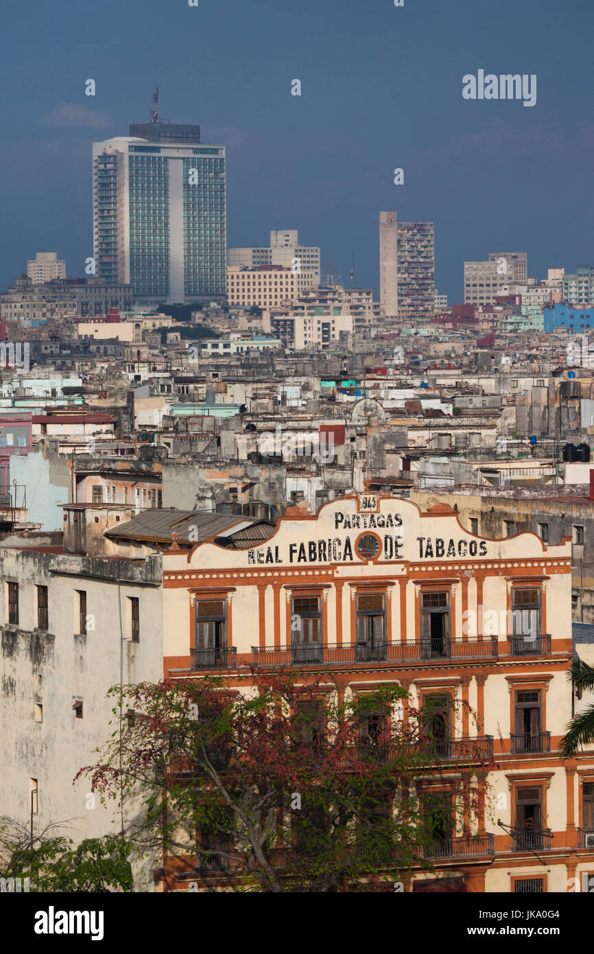Cuba, Havana, Central Havana, elevated view of the Partagas cigar ...