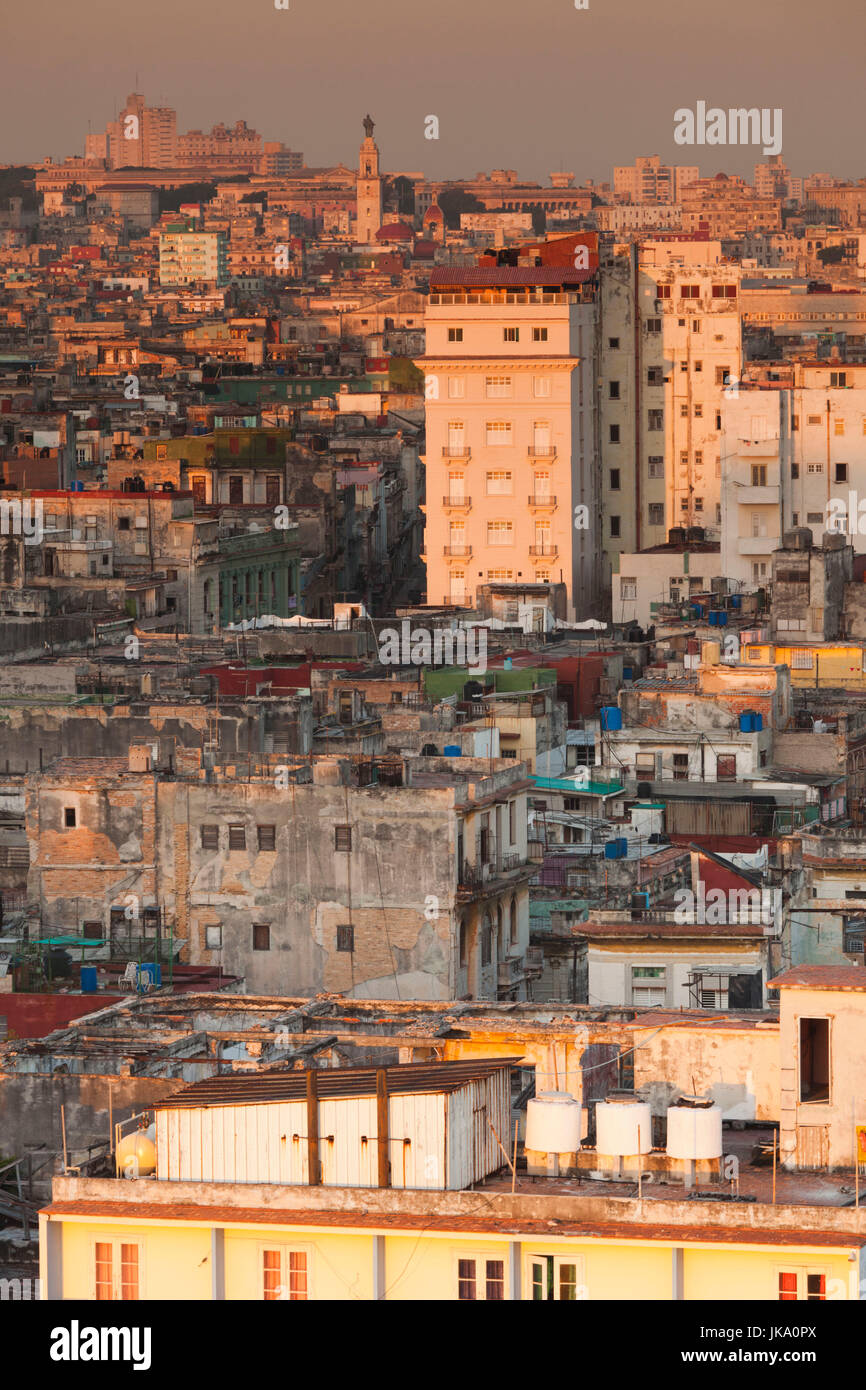 Cuba, Havana, elevated city view above Central Havana, morning Stock ...