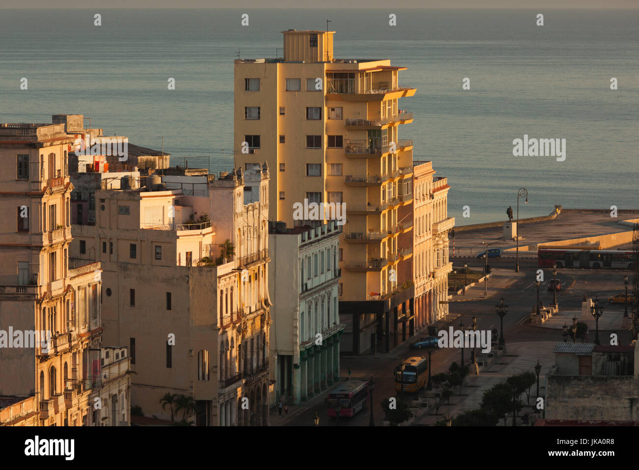 Cuba, Havana, elevated city view above Paseo de Marti, morning Stock ...
