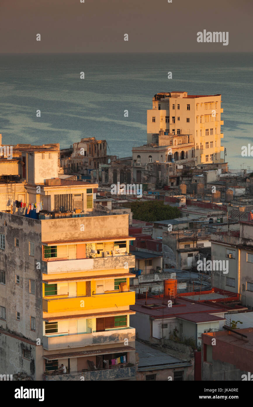 Cuba, Havana, elevated city view above Central Havana, morning Stock ...