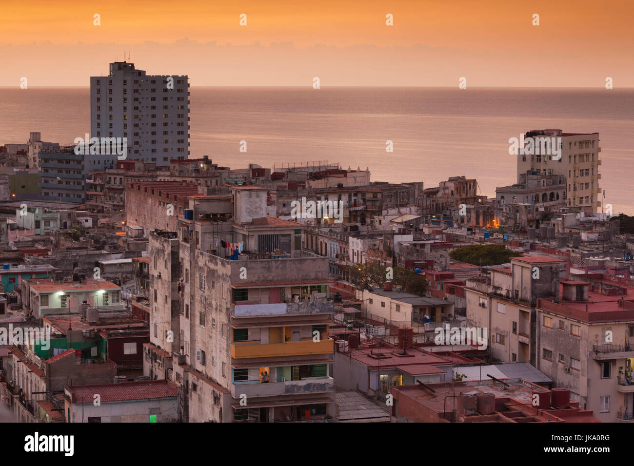 Cuba, Havana, elevated city view above Central Havana looking west ...