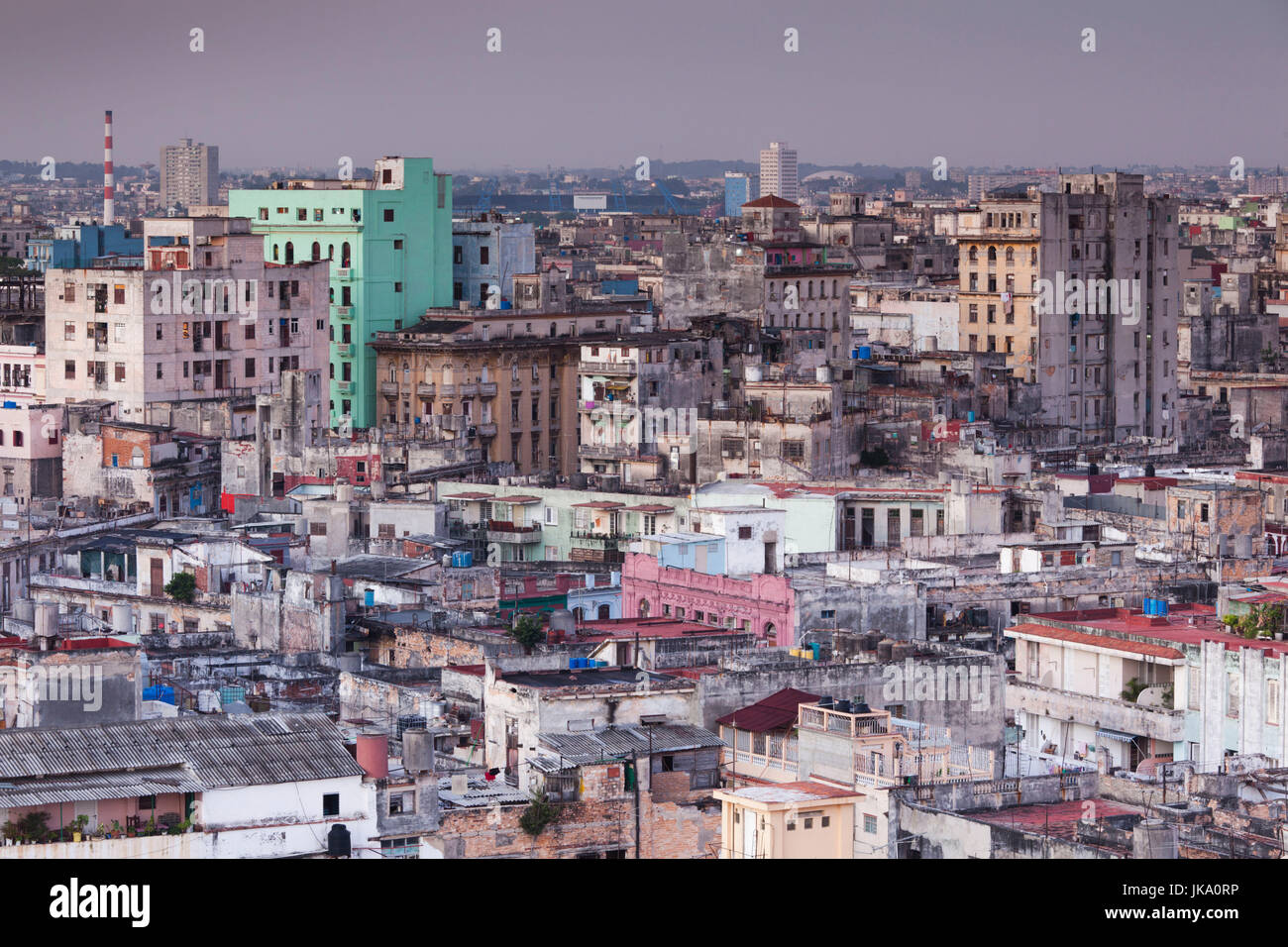 Cuba, Havana, elevated city view above Central Havana, morning Stock ...