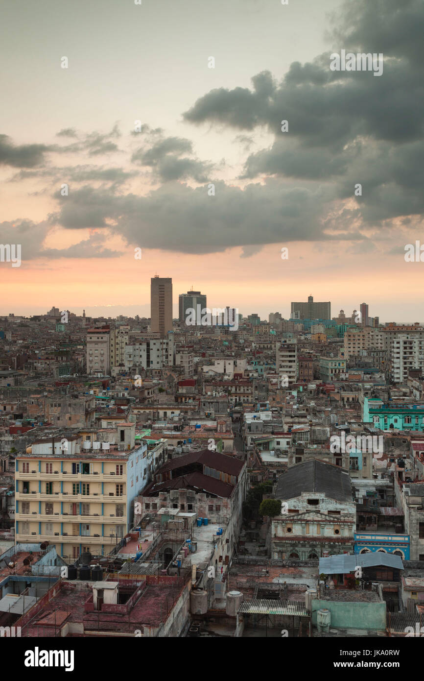 Cuba, Havana, elevated city view above Central Havana looking west ...