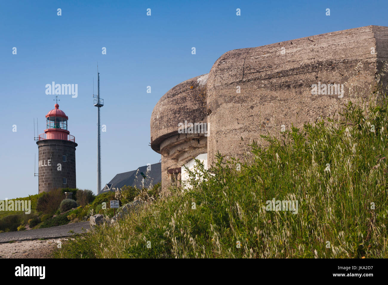 Granville lighthouse and ww2 era german bunker hi-res stock photography ...