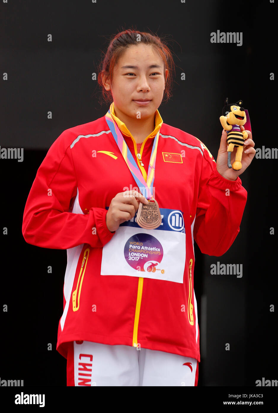 Bronze medalist China's Yuping Zhao after the Discus Throw F12 during ...