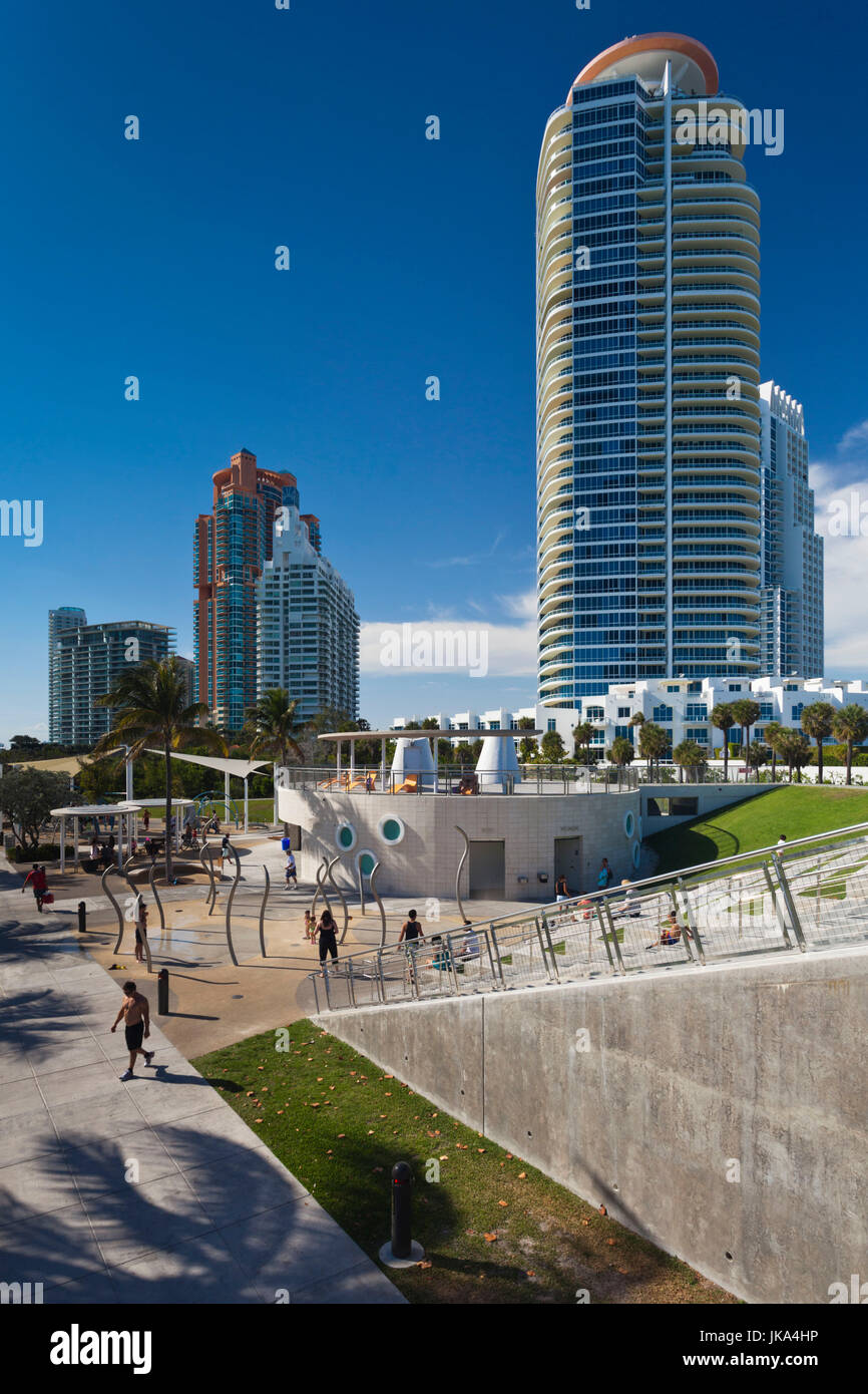 USA, Miami Beach, South Beach, highrise buildings near South Pointe ...
