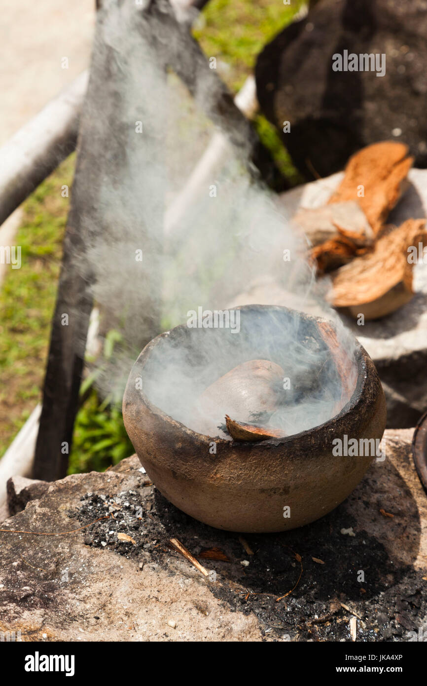 Dominica, Kalinago Barana Aute, Carib Heritage Village, cooking Stock ...