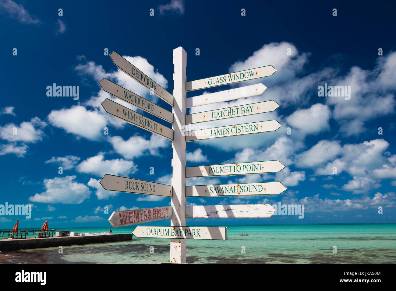 Bahamas, Eleuthera Island, Tarpum Bay, road sign Stock Photo - Alamy