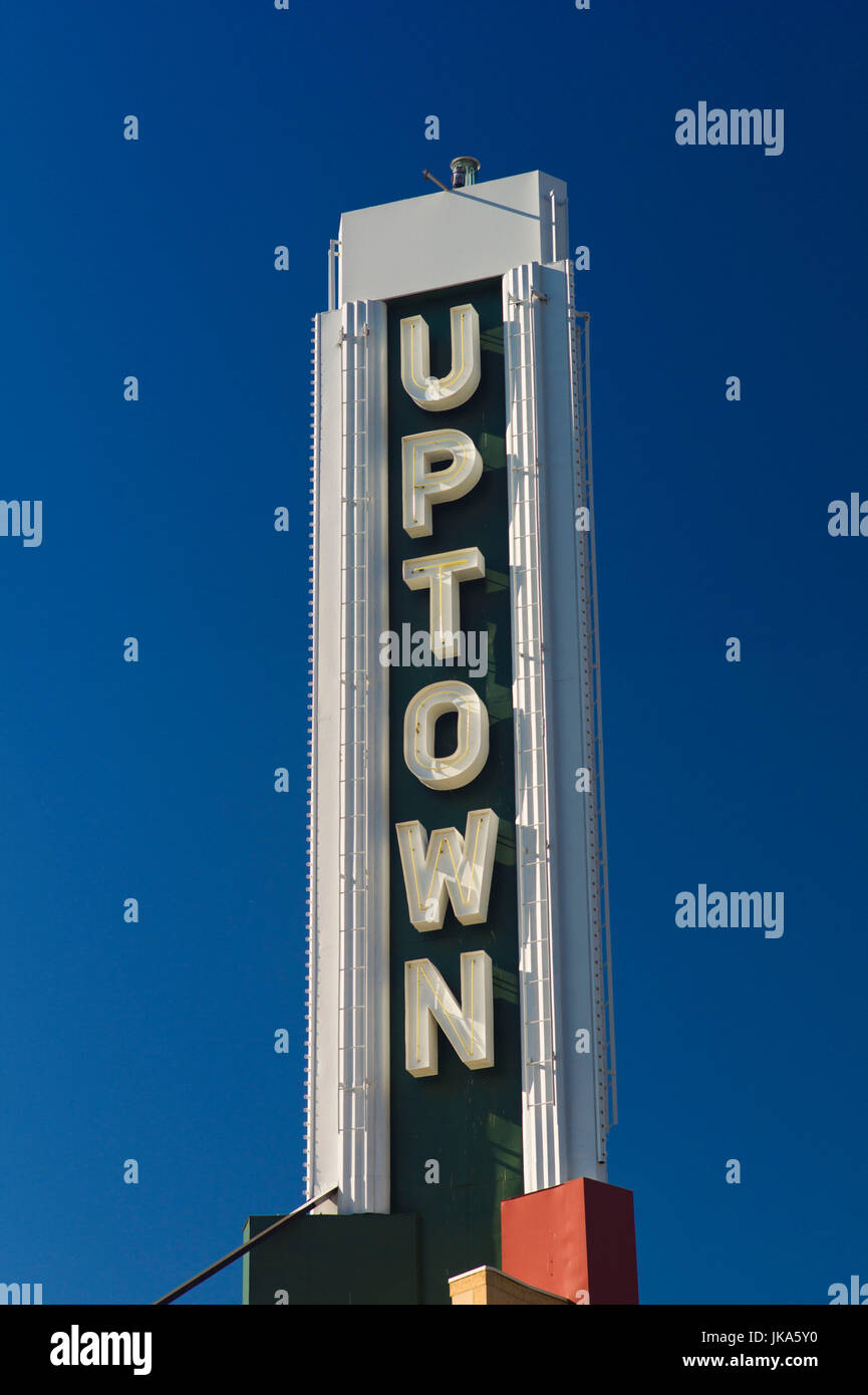 USA, Minnesota, Minneapolis, sign in the trendy Uptown neaighborhood ...