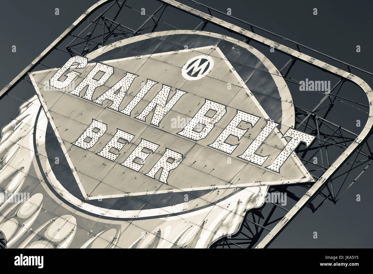 USA, Minnesota, Minneapolis, advertising sign for Grain Belt Beer ...