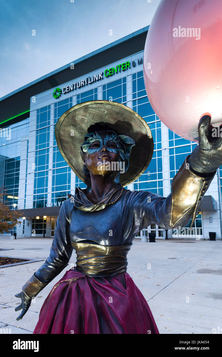 USA, Nebraska, Omaha, statues by the Century Link Center Stock Photo ...