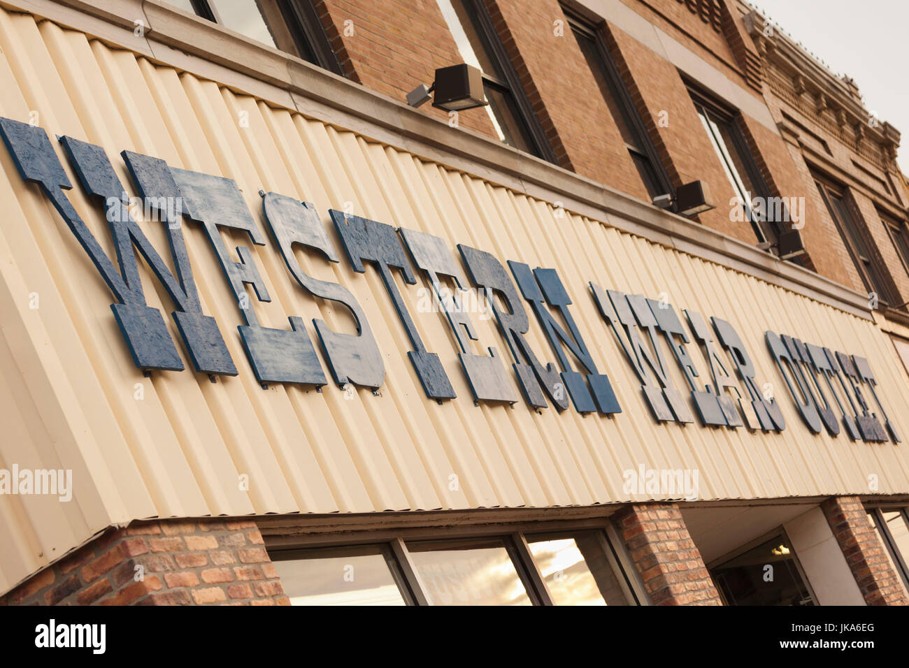 USA, Oklahoma, Oklahoma City, Stockyards City, Western Wear sign Stock ...