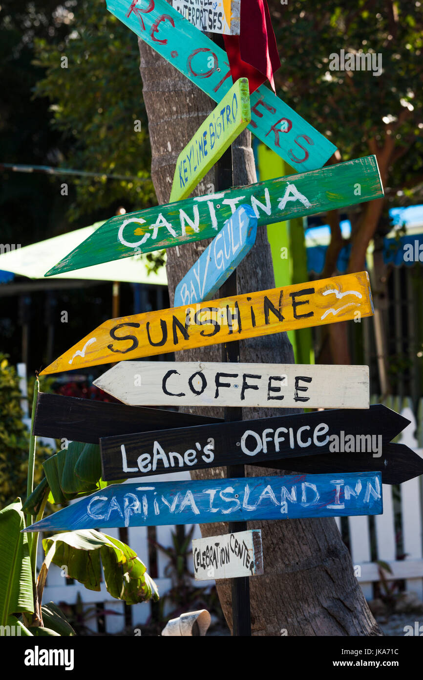 USA, Florida, Gulf Coast, Captiva Island, signpost Stock Photo - Alamy