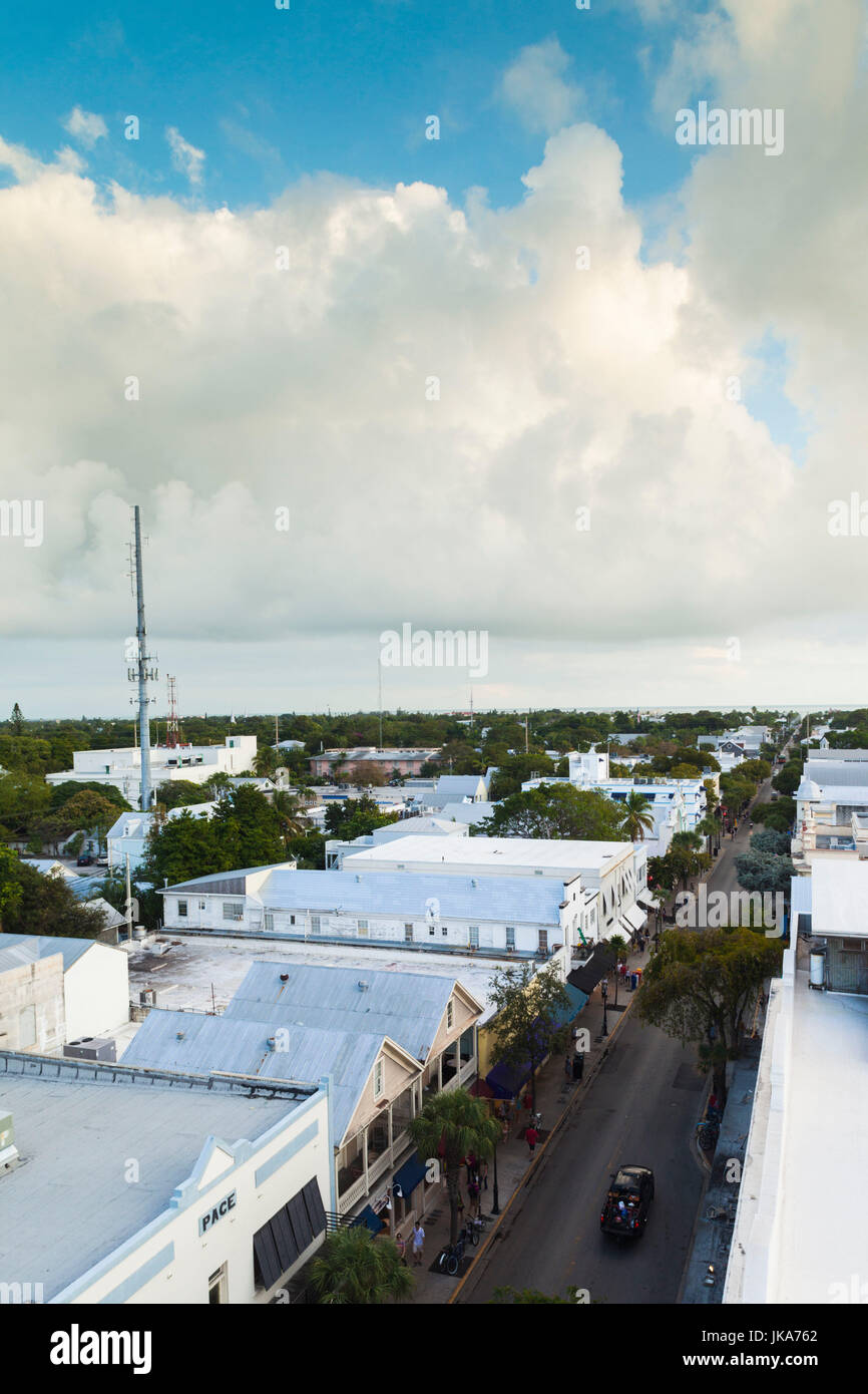 USA, Florida, Florida Keys, Key West, Duval Street, elevated view, dusk ...