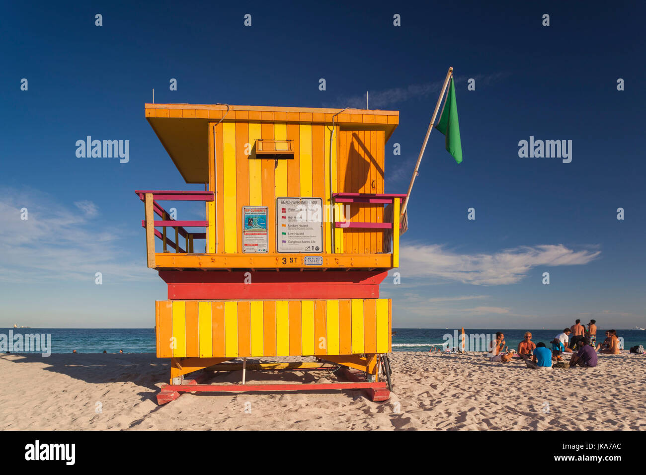 USA, Florida, Miami Beach, South Beach, colorful lifeguard tower Stock ...