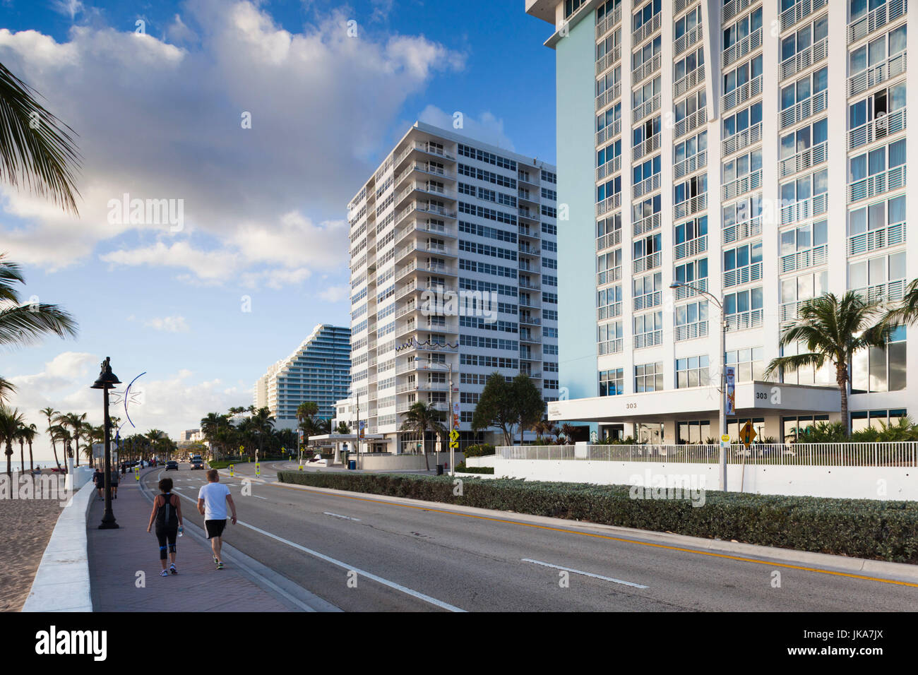 USA, Florida, Fort Lauderdale, Fort Lauderdale Beach, high rise ...