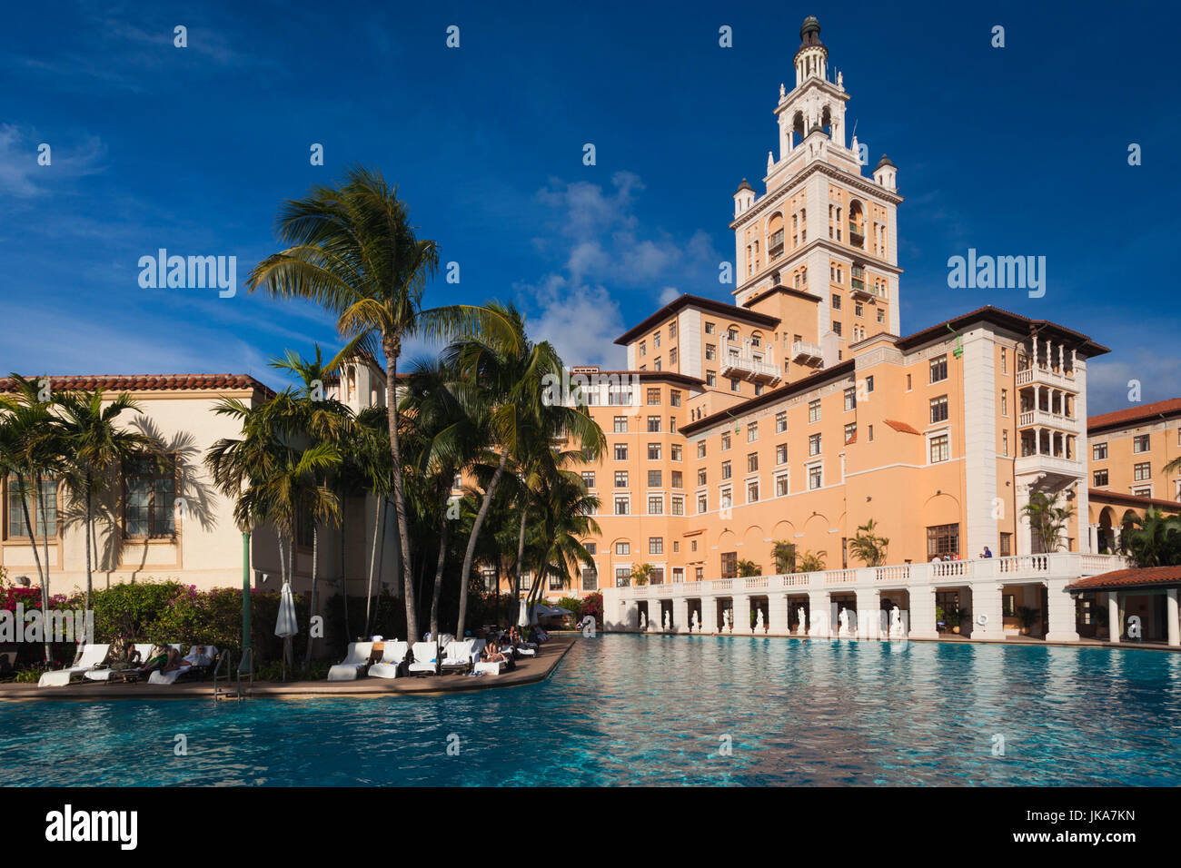 USA, Florida, Coral Gables, The Biltmore Hotel and swimming pool ...