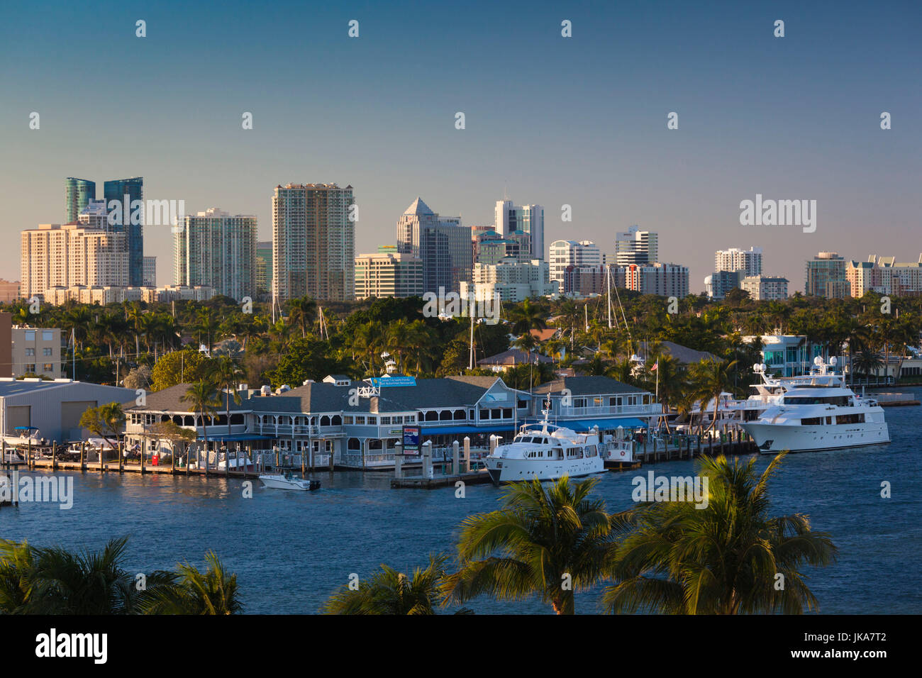 City view from intercoastal waterway with yachts hi-res stock ...