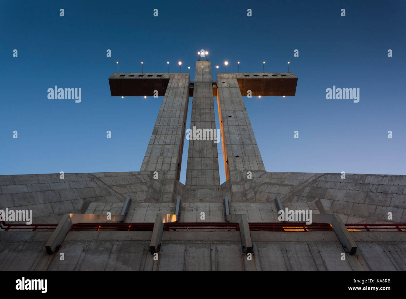 Chile, Coquimbo, Cruz del III Milenio, millenial cross monument, dusk ...