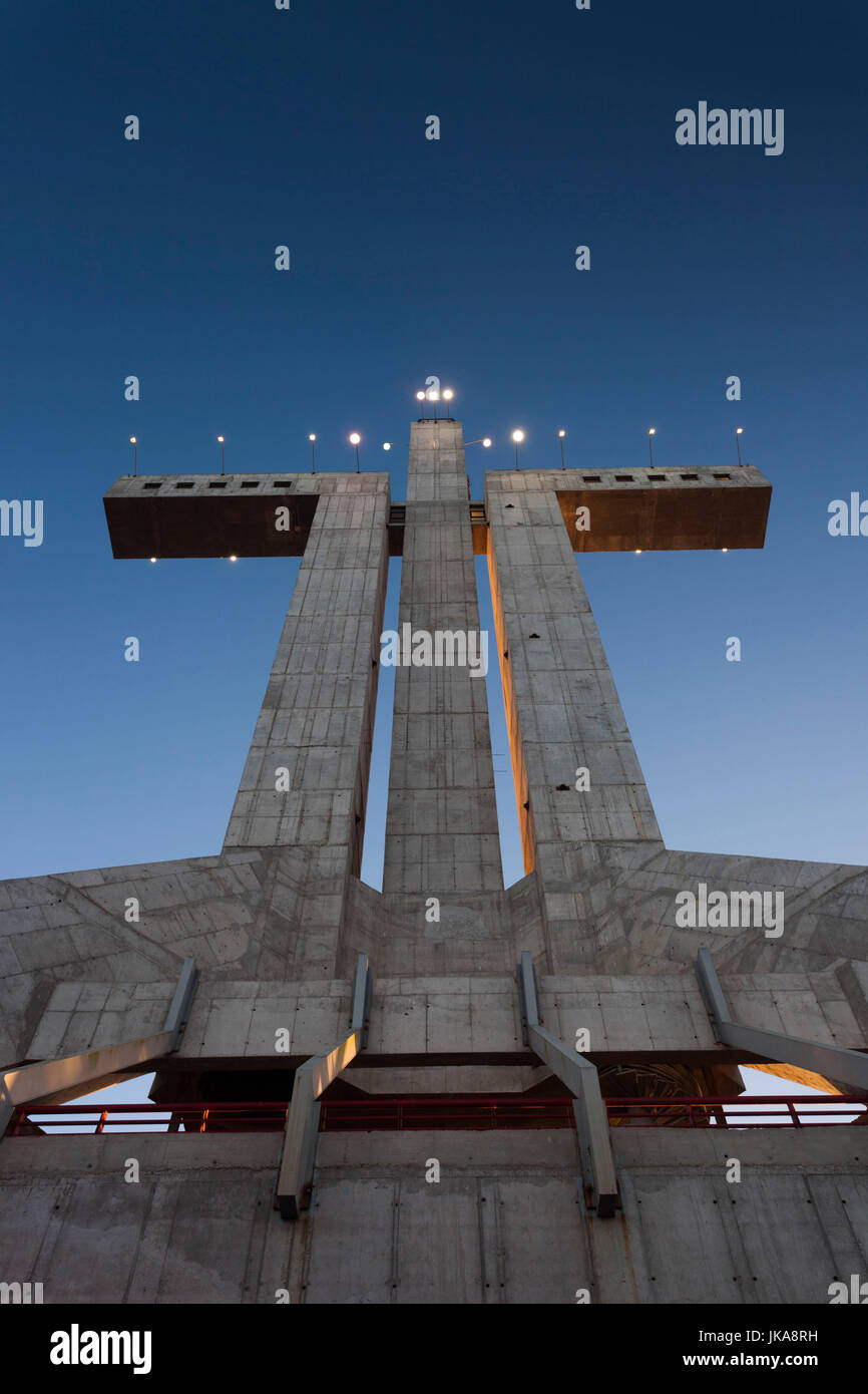 Chile, Coquimbo, Cruz del III Milenio, millenial cross monument, dusk ...