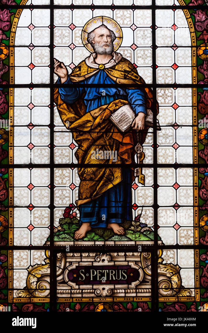 Chile, La Serena, Iglesia Catedral cathedral, stained glass window, St ...