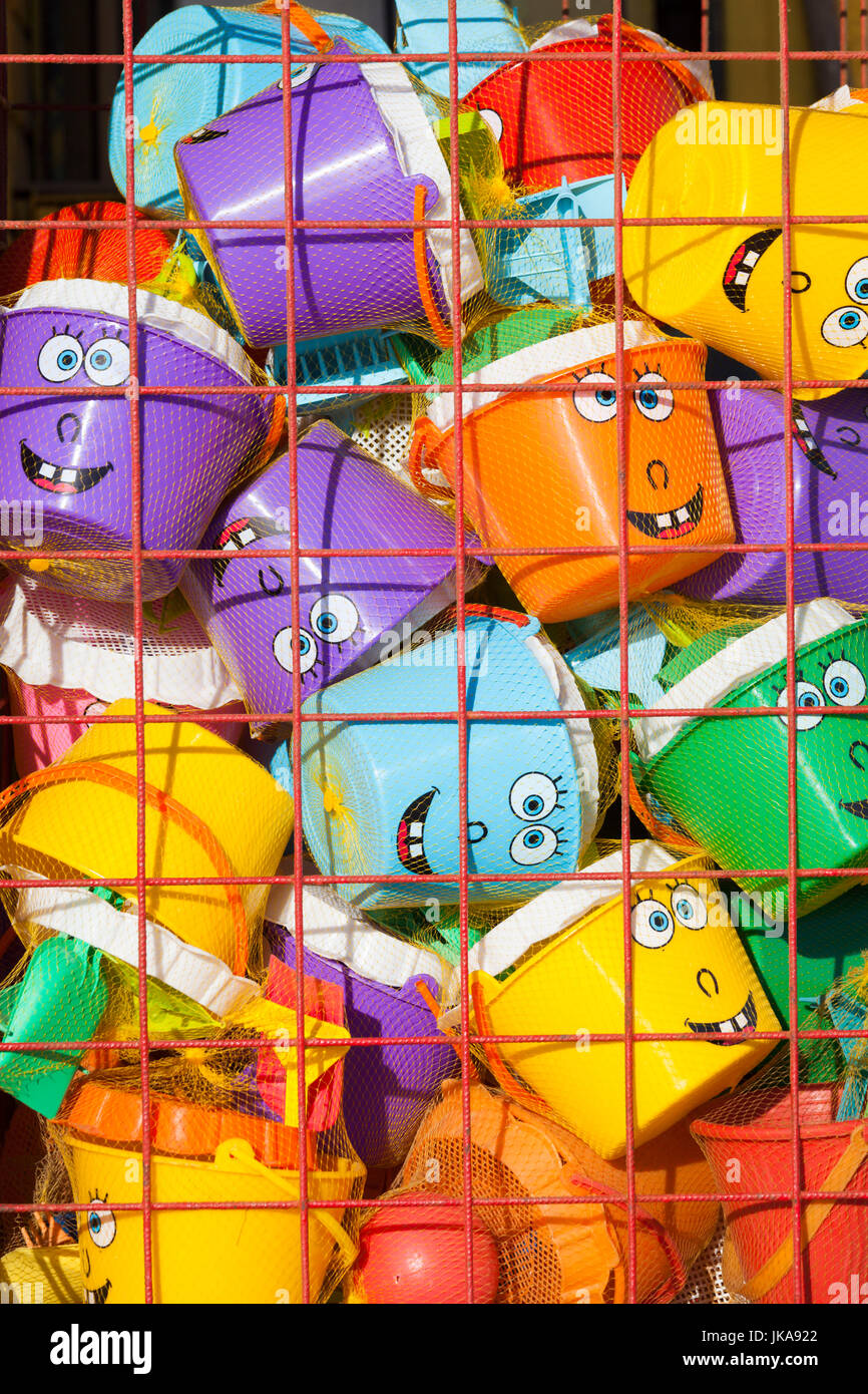 Chile, Algarrobo, town beach, sand pails Stock Photo - Alamy