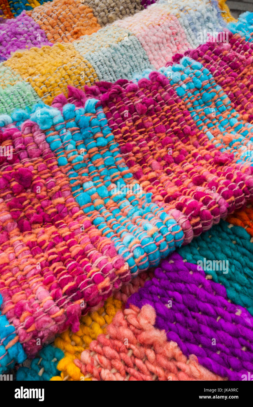 Chile, Chiloe Island, Dalcahue, craft fair, Chiloe weavings Stock Photo ...